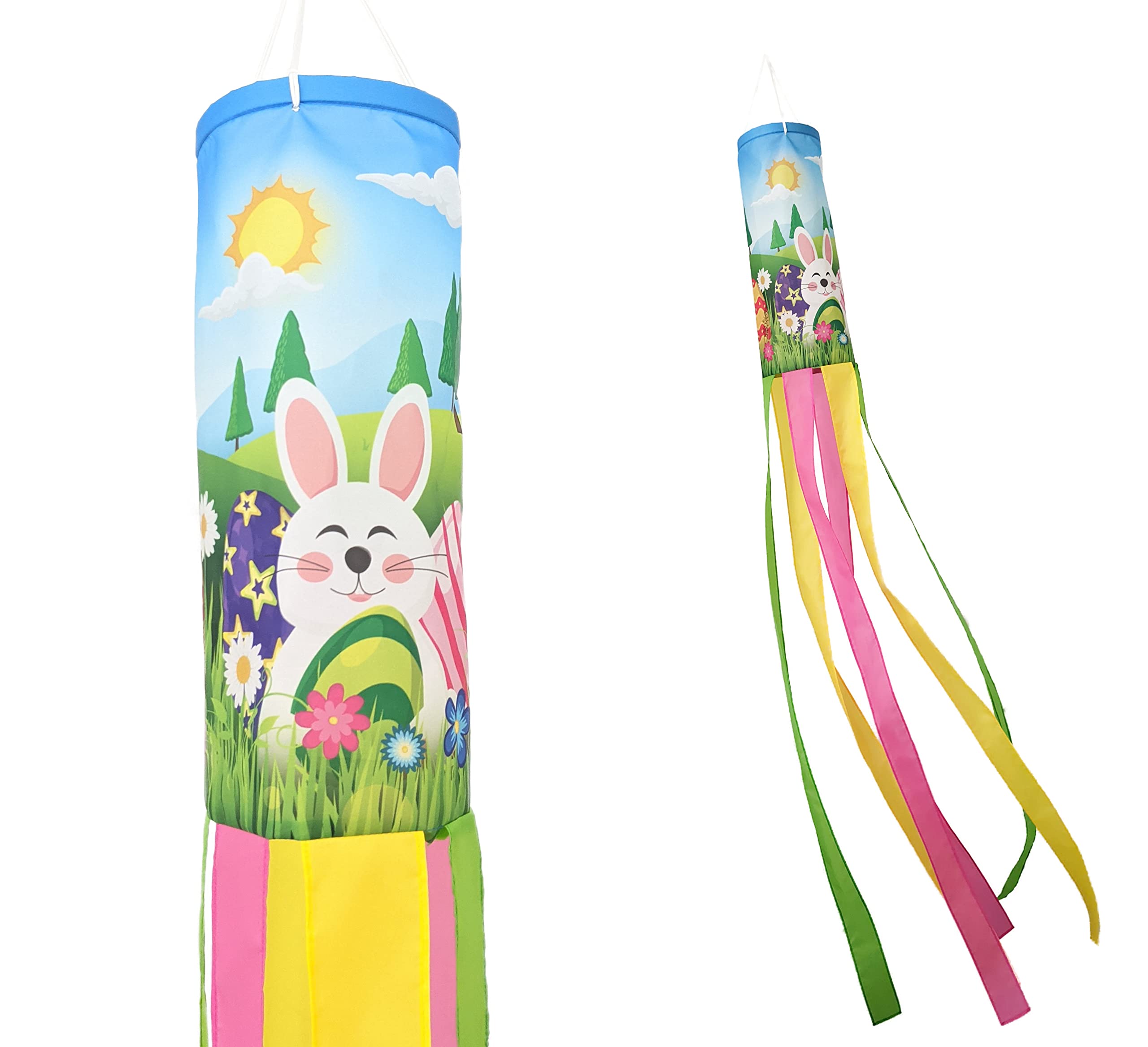Madrona Brands Spring Easter Bunny Windsock - Durable Outdoor Hanging Yard and Garden Decoration 60-Inch