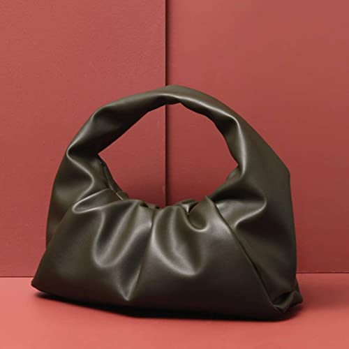 MBETA Fashion Soft Leather Croissant Bag Large-Capacity Pleated Cloud Bag Shoulder Hand-Held Underarm Women's Bag Simple Solid Color Trend