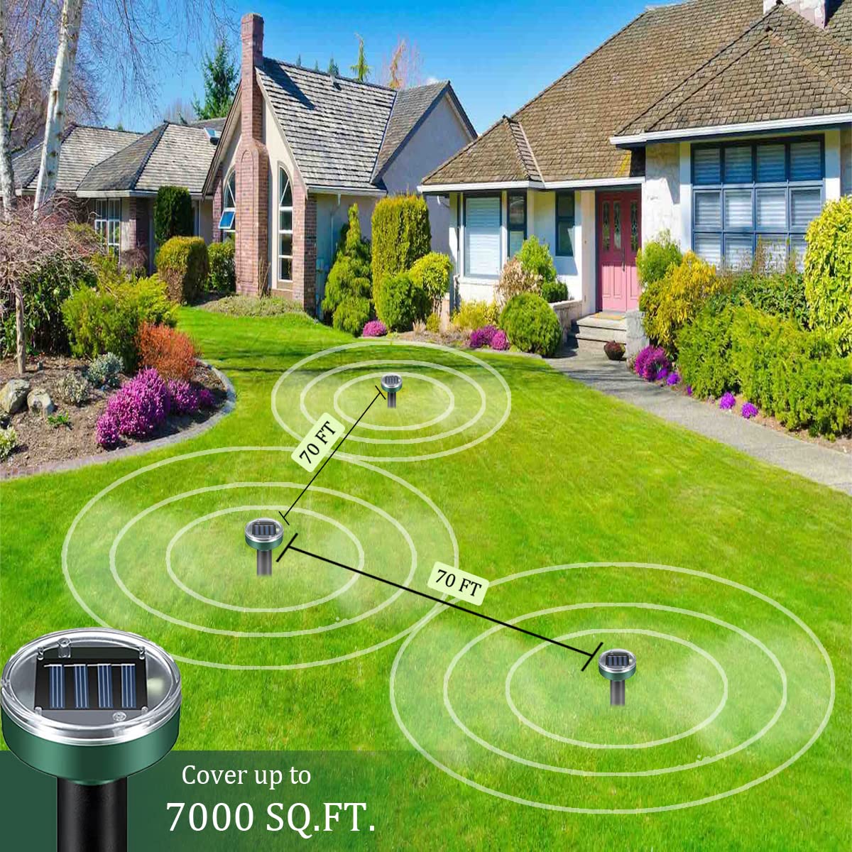 Mole Repellent Snake Repellent Solar Powered 10 Pack Sonic Mole Deterrent Spikes, Snake Gopher Vole Repellent, Groundhog Chipmunk Gopher Deterrent Repellent for Yard&Garden&Lawn