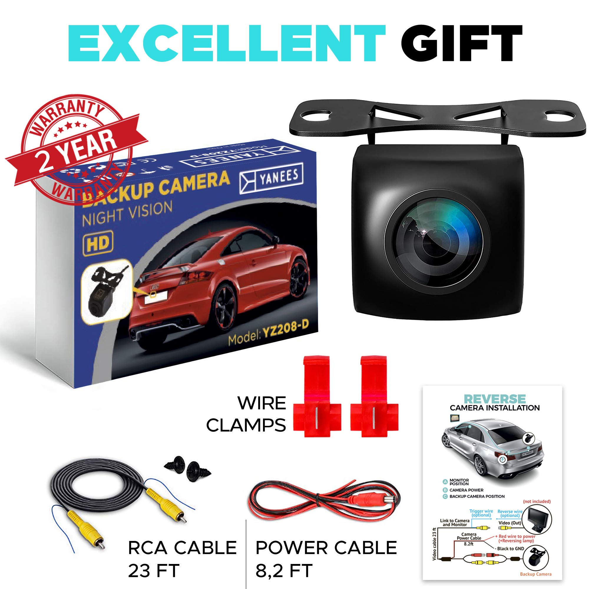 HD Backup Camera Night Vision - Reverse Camera for Car - Waterproof Universal OEM Auto Back Up Car Rear View Camera for Pickup Trucks SUVs RVs Vans - Super Wide Angel 149 Degrees - High Definition