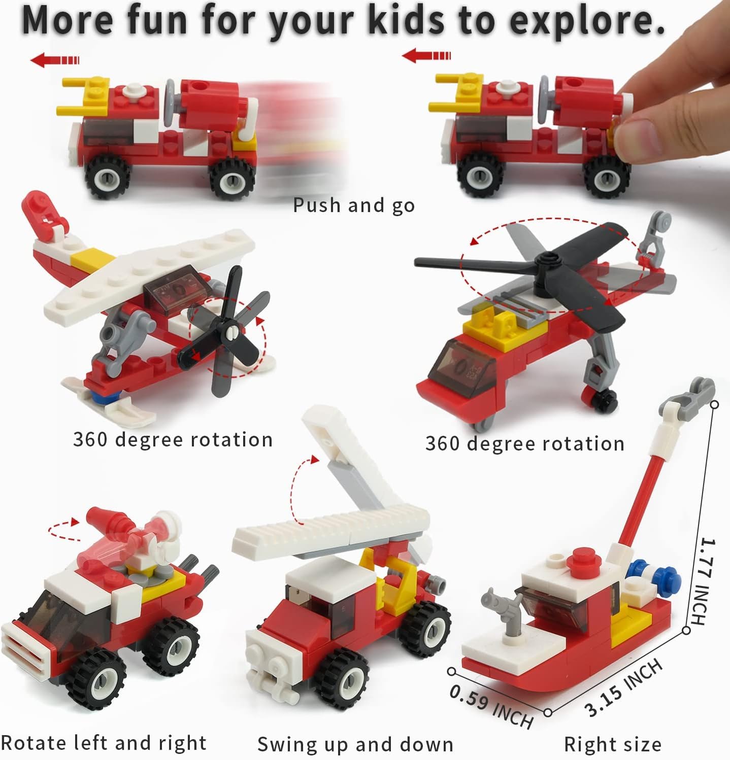 MISTBUY Fire Truck Building Toys Set