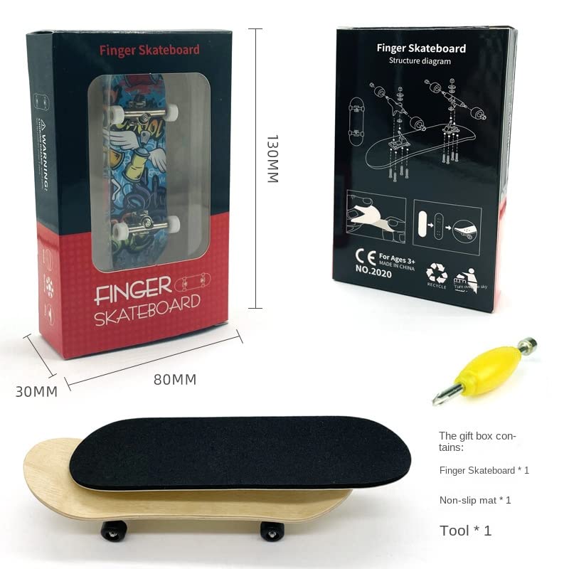 Maple Wooden Finger Skateboard, Professional Fingerboards Wheels with Bearings, Mini Fingerboard Finger Toy for Adults and Kids (AA6)