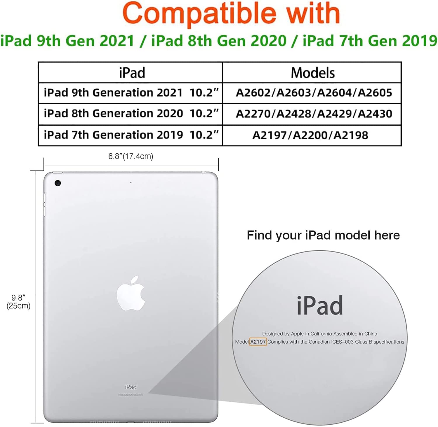 LRCXL Case Compatible with iPad 10.2 Inch 2021/2020 iPad 9th/8th Generation & 2019 iPad 7th Generation with Pencil Holder, Protective Case with Soft Clear TPU Back, Auto Sleep/Wake Cover(Black)
