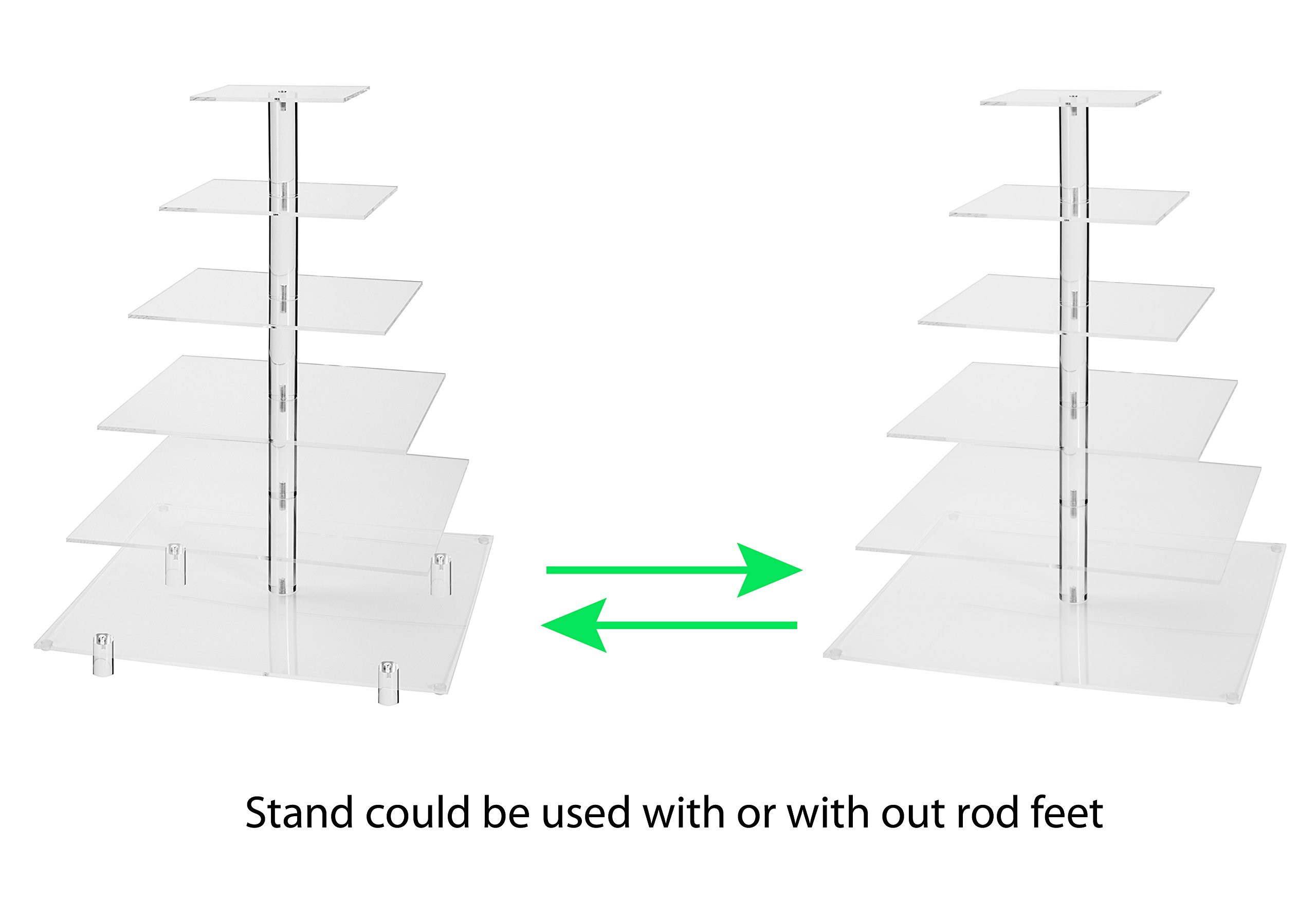 Jusalpha® Large 6 Tier Wedding Party Square Cupcake Stand-Cake Stand-Cupcake Tower-Dessert Display Stand (Large 6 Tier with Base) (6SF)
