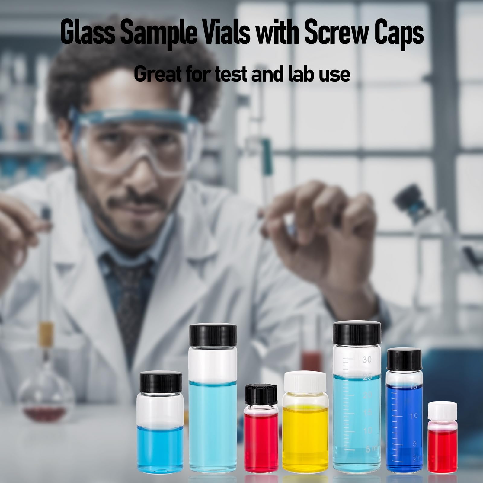 Njvial 36Pcs 15ml(1/2oz) Small Glass Vials with Lids and Scale Lab Sample Vials Empty Refillable Perfume Travel Mini Glass Graduated Measuring Bottles with Screw Caps for Essential Oils
