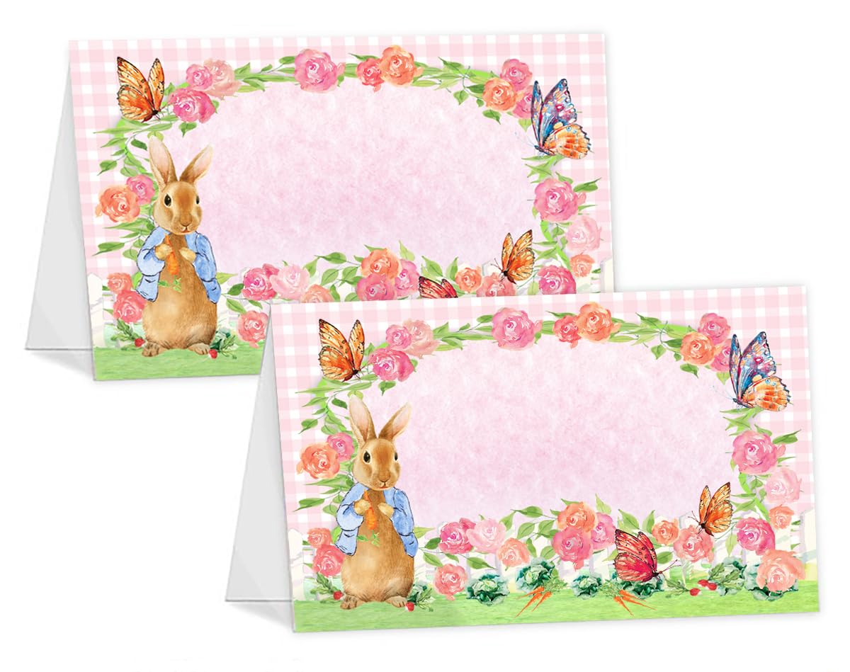 POP parties Ink Peter Buffet Cards Place Cards - 12 Rabbit Table Tents - Peter Place Cards - Rabbit Decorations - Peter Party Decorations - Rabbit Party Supplies -Table Tents Pink