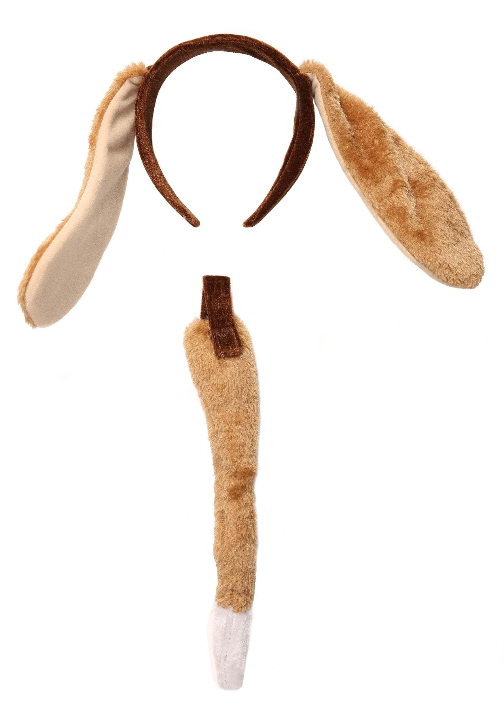 Puppy Dog Ears and Tail Costume Accessory Kit - Plush Ears and Faux Fur Tail, One Size Fits Most Brown