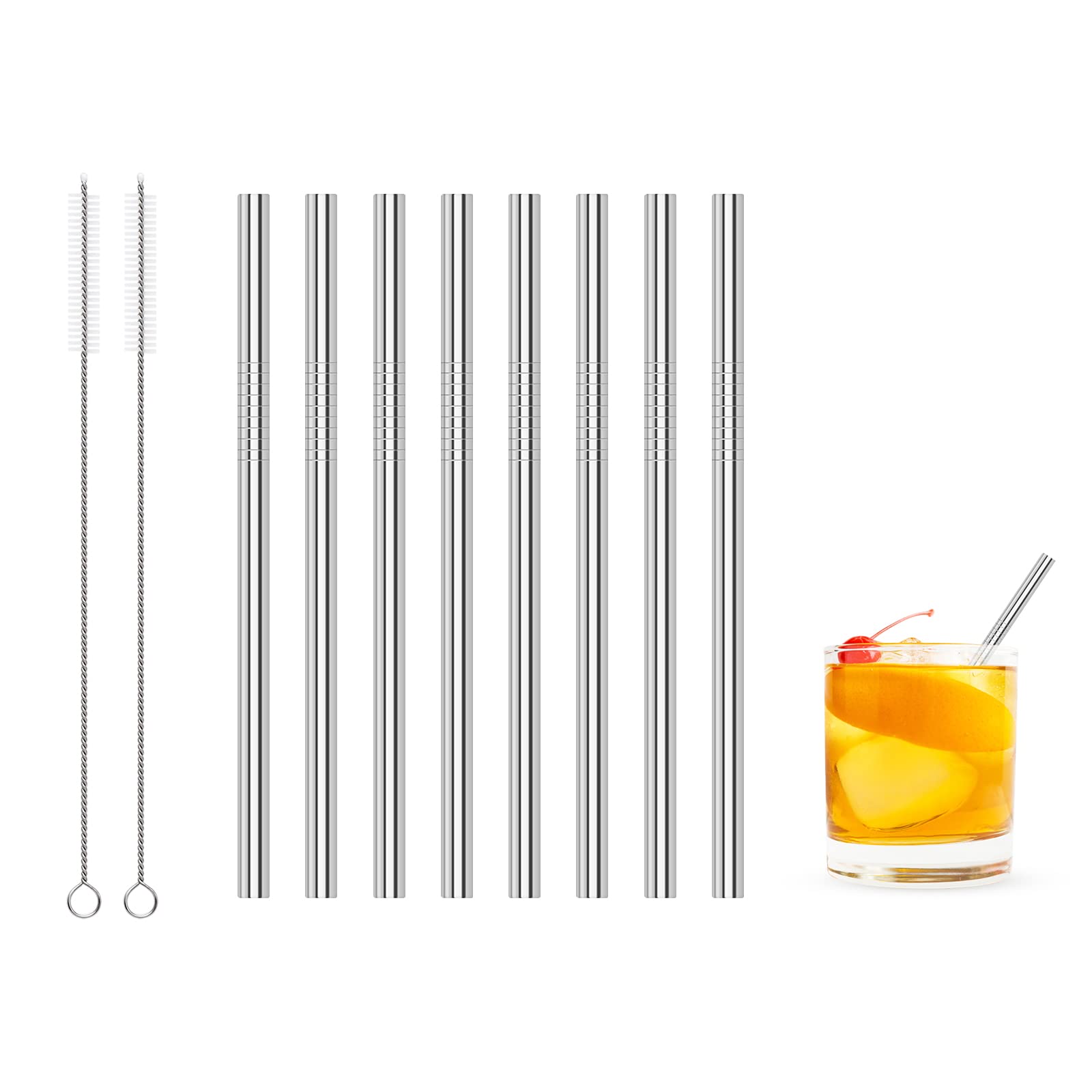 Kiemeu Short Metal Straws For Kids, Small Straws For Cocktails, Reusable Cocktail Straws For Drinks 5.5 Inch