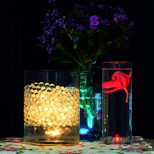 KUCAM Mini Submersible LED Lights, Waterproof Small LED Tea Lights Candle with Remote Battery Operated,RGB Color Changing for Vase Home Party Wedding Table Centerpieces,10 Pack
