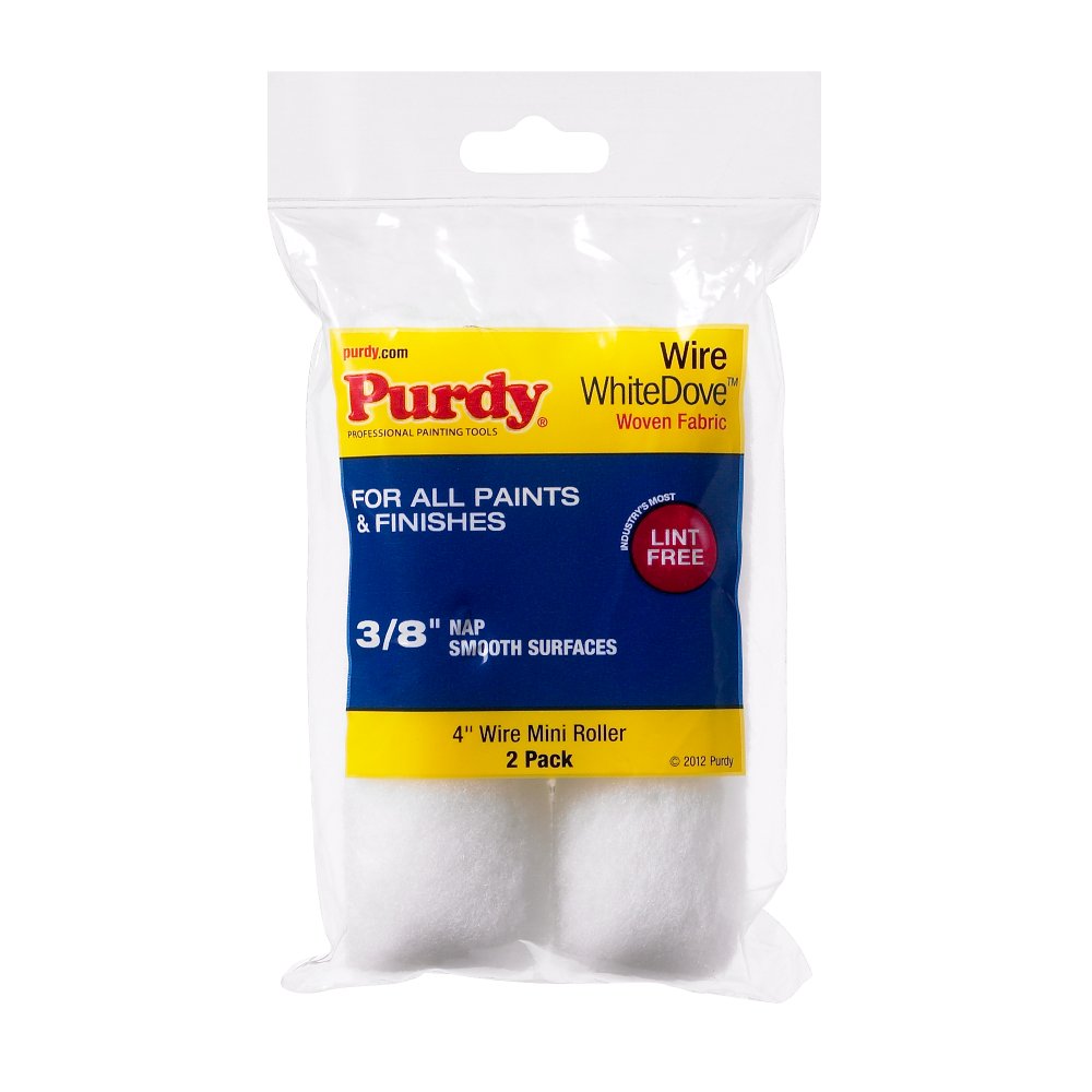 Purdy 140606042 4" Wire Mini Roller Replacements (2-Pack) 3/8" nap Dove, One Size, Multi, 2 Count
