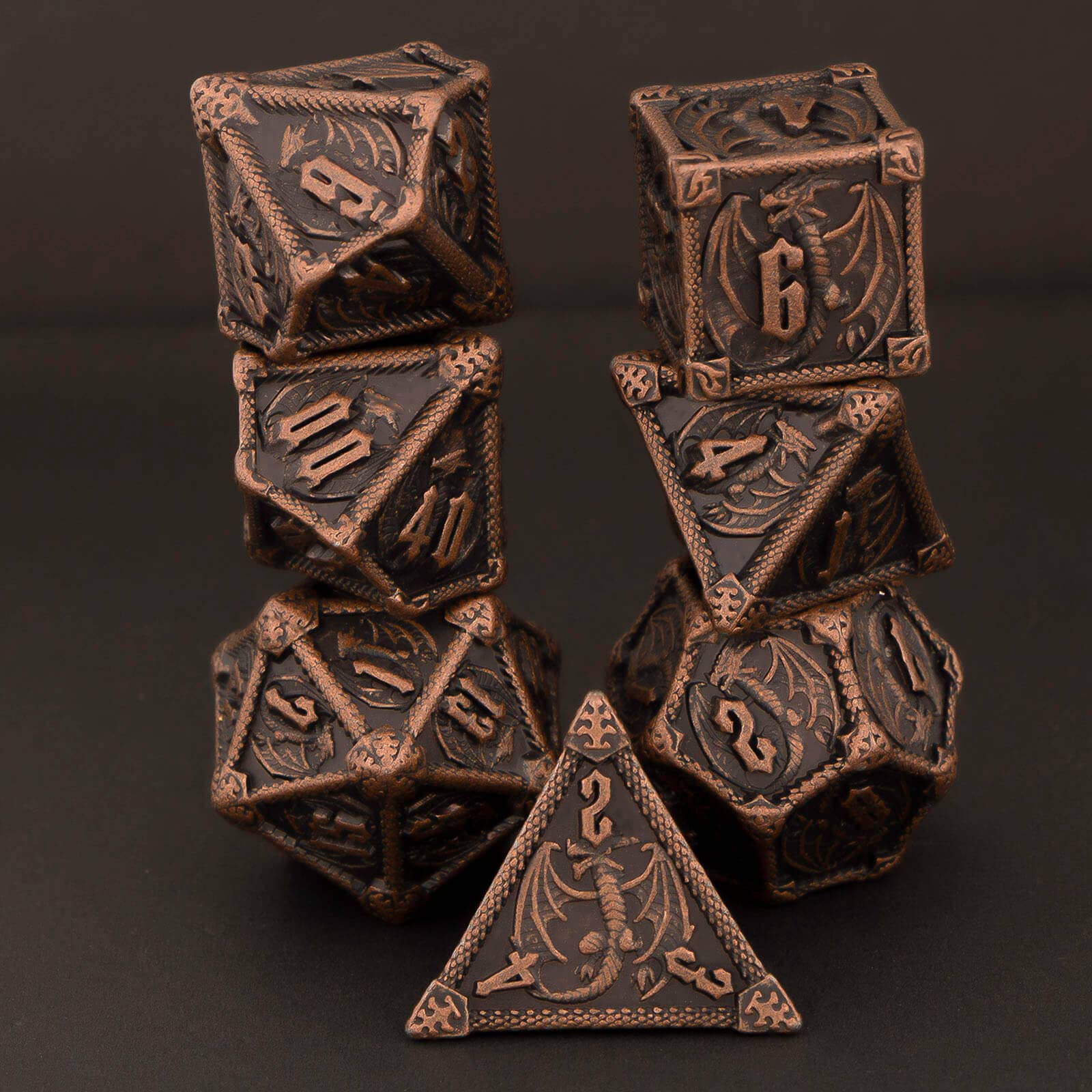 KERWELLSI Role Playing dice, Ancient Metal D&D Dice Set, Dragon DND Dice Sets, D and D Role Playing Dice, RPG D20 D12 D10 D8 D6 D4