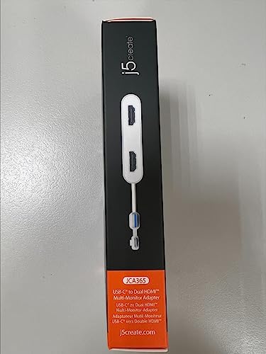 j5create USB-C to Dual HDMI Multi-Monitor Adapter with USB Type-A convertor | 4K + 2K | Compatible with Windows and Mac (JCA365)