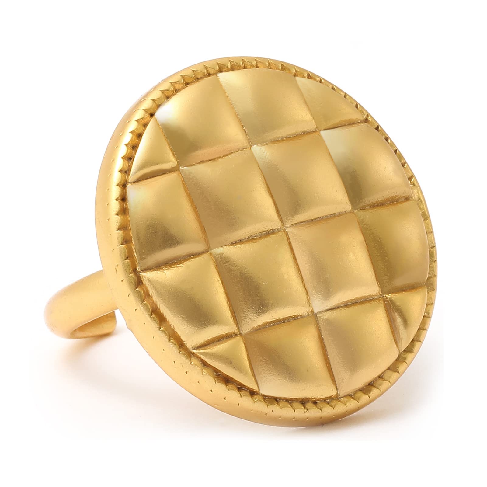 Itcoery Women's Chunky Round Signet Ring 14K Gold Plated Adjustable Vintage Dome Rings