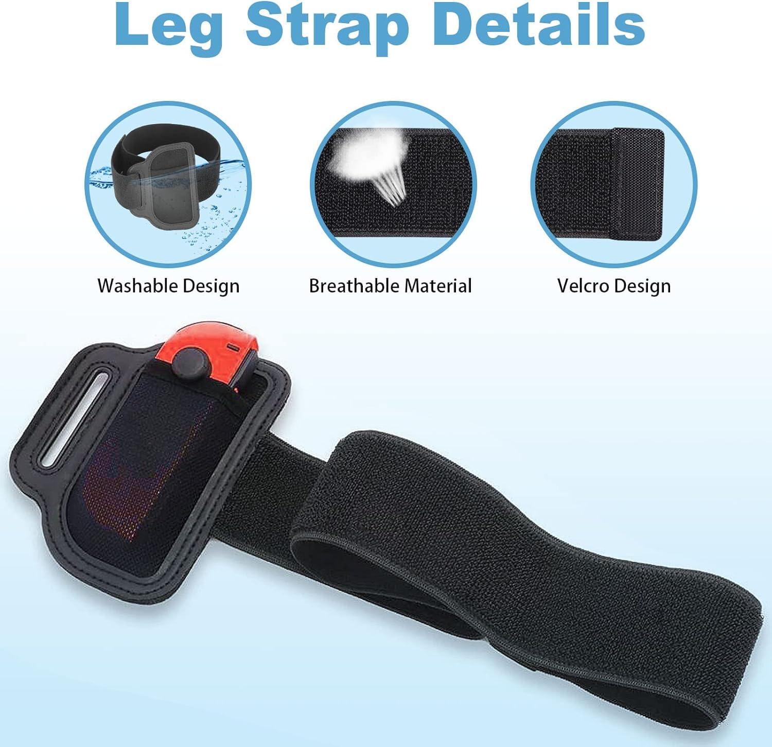 JoyHood Leg Strap for Switch/Switch OLED Joy-Con Controller, Game Accessories compatible with Switch Sports Play Soccer/Ring Fit Adventure, Adjustable Elastic Switch Leg Straps for Adults & Kids