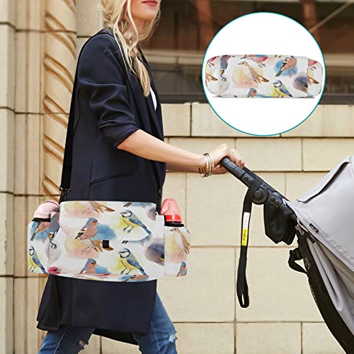Kigai Ink Bird Baby Stroller Organizer with Cup Holders, Secure Hooks Accessories Adjustable Strap Stroller Bag for Bottle, Diaper, Phone, Toys, Baby Items