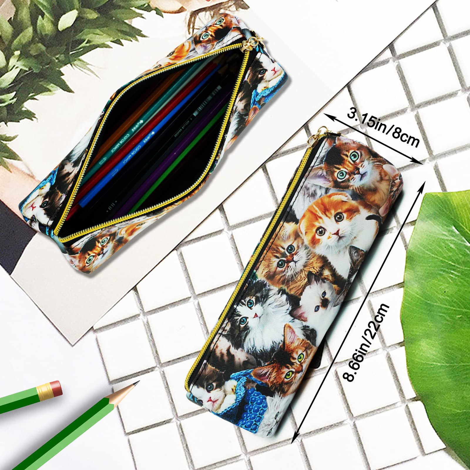 MIKOPNLIW Pencil Case Portable Stationery Bag, Slim Printing Design Zipper Capacity Small Pencil Pouch Cosmetic Organizer Bag for Adult,Student,Artists.