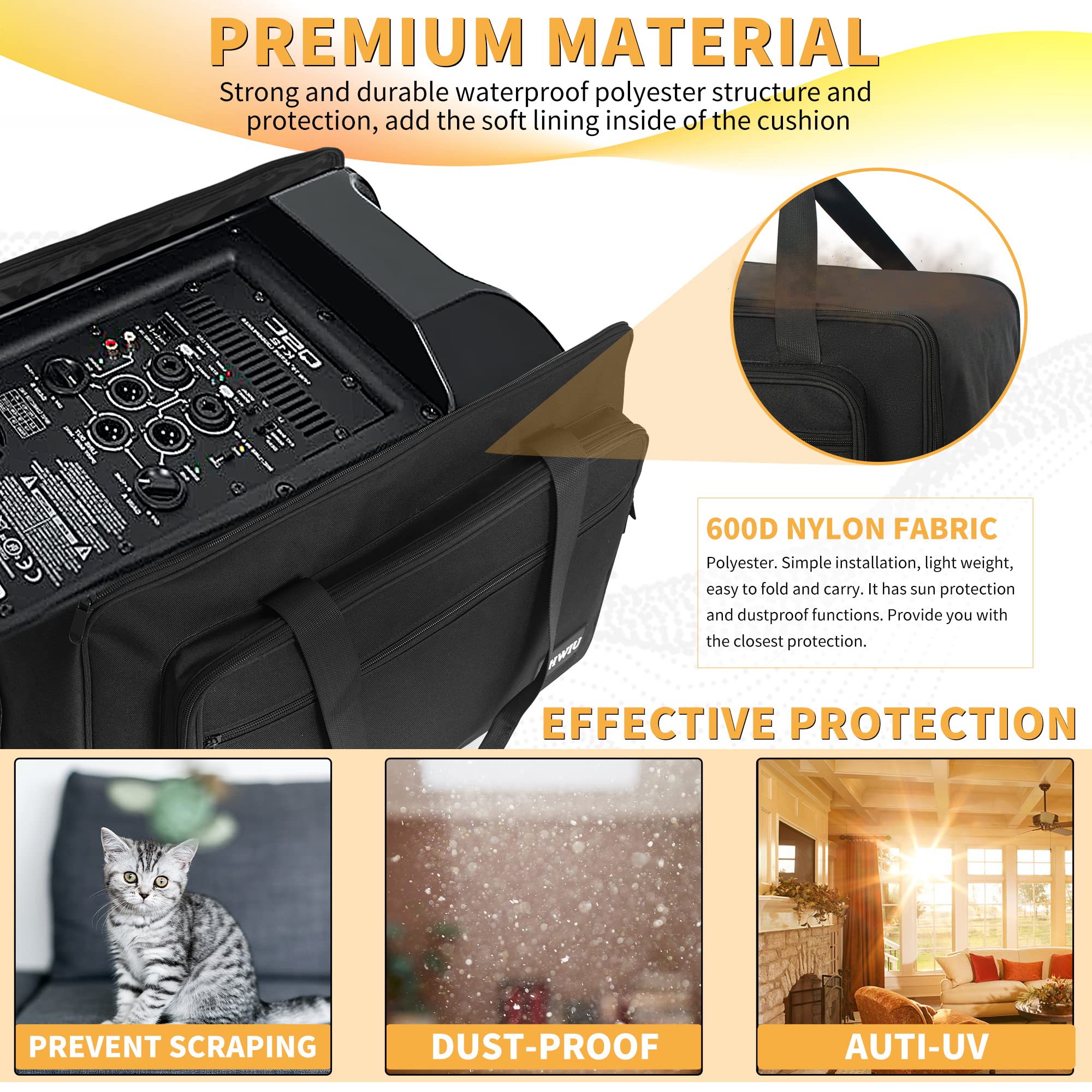 ITHWIU Speaker Tote Bag for Compact 10" Speaker Cabinets; Heavy-Duty Fits QSC K10, Yamaha DXR10 and more (IT-TOTE10), Black