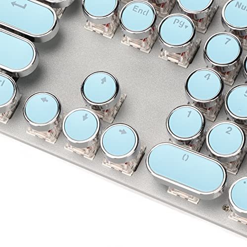 Mechanical Keyboard, 104 Keys RGB Backlight Typewriter Style Keyboard Red Switch Retro Round Keycaps Ergonomic Gaming Keyboard for PC(Blue)