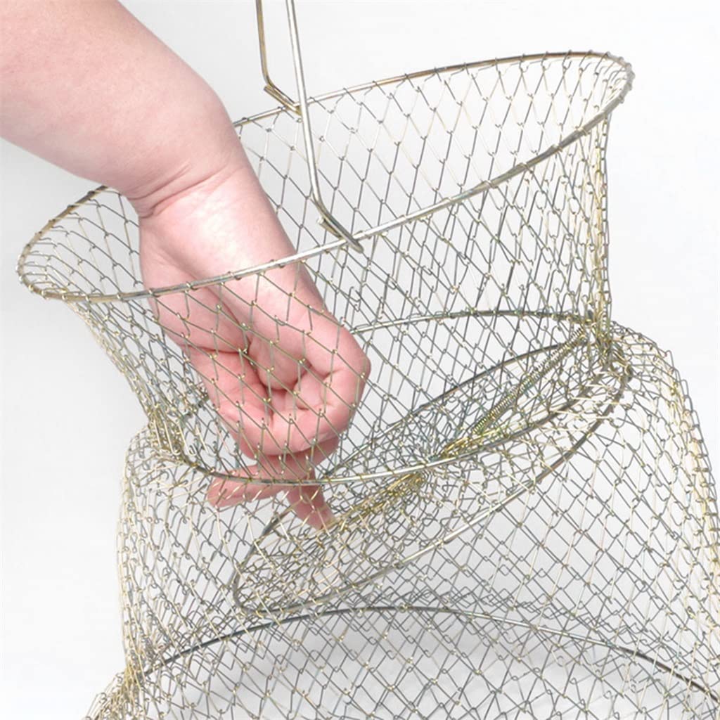 LDCHNH Foldable Metal Fishnet Fishing Basket Portable Fish Cage Outdoor Fishing Tackle Accessories