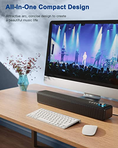 LENRUE Computer Speakers, Bluetooth 5.0 PC Speakers with MIC, Bass, Wired/Wireless Speaker for Desktop Computer, PC, Laptop, Tablet, Phone and More
