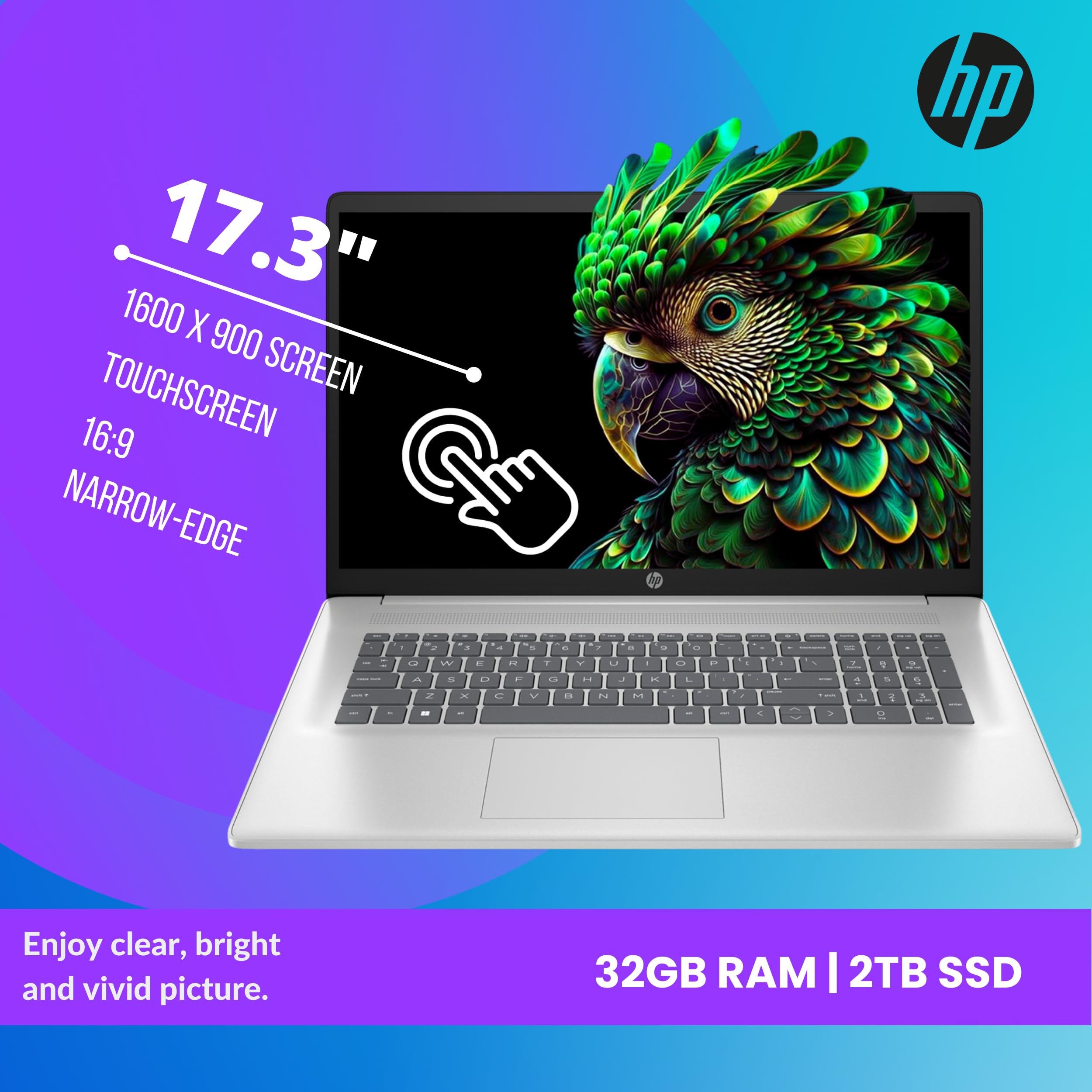 HP Touchscreen Laptop, 17.3" HD+ Touchscreen Display, AMD Ryzen 5 7530U Processor (Beats i7-1165G7, 6 Cores, 12 Threads), 32GB RAM - 2TB SSD, w/Stylus, Wi-Fi 6, Webcam, HDMI, Windows 11 Home, Silver
