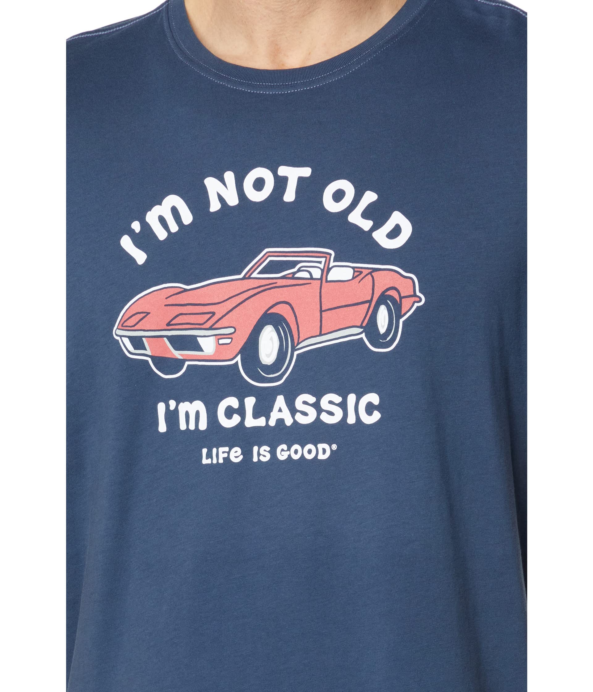 Life is Good. Men's I'm Not Old Sports Car SS Crusher-Lite Tee, Darkest Blue