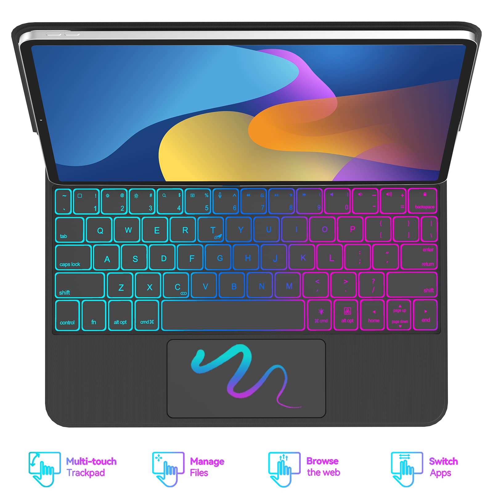 Magic Keyboard Case for iPad Air 11 inch M2 2024 & iPad Pro 11 Inch (4th/3rd/2nd/1st Gen), iPad Air 5th/4th Generation Case with Keyboard, Floating Cantilever Stand, Multi-Touch Trackpad, Backlit Keys
