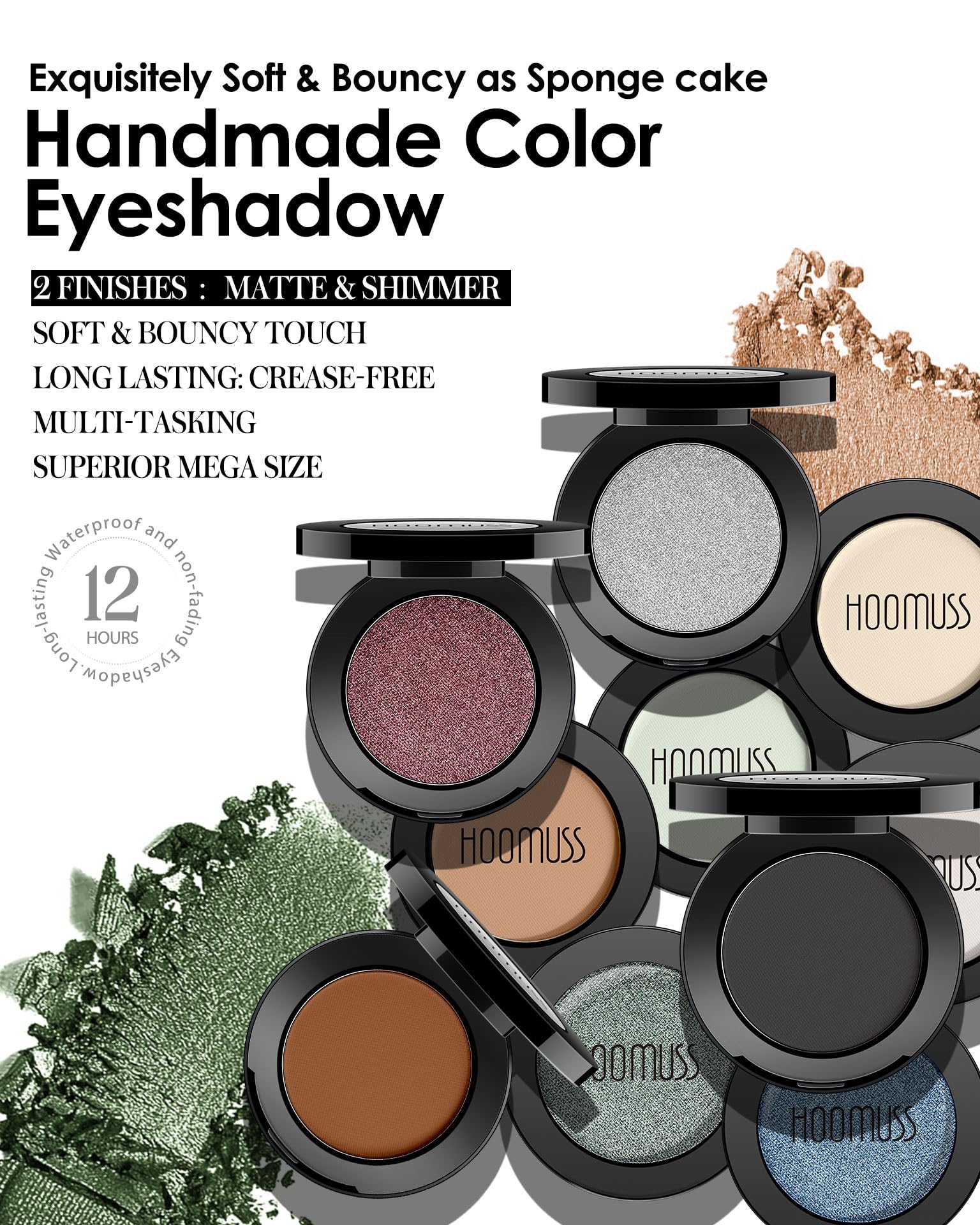 HOOMUSS Nude Naked Eyeshadow Matte Handmade Eye Sahdow Pressed Powder Palette, High Pigmented & Long Lasting, Intense Color Nude Bold Eyes (Nude)