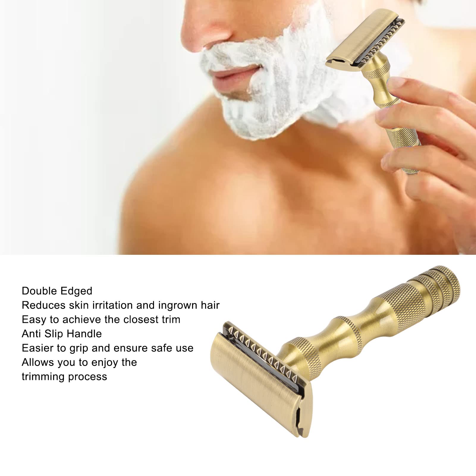 Mechanical, Mens Double Edge Metal Manual Beard Shaving for Men Reusable and Eco Friendly All Razors Shaving, Safety Cutting Tool
