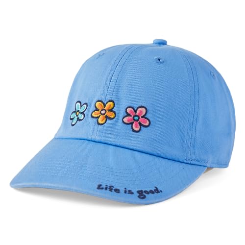 Life is Good. Three Daisies Chill Cap, Cornflower Blue