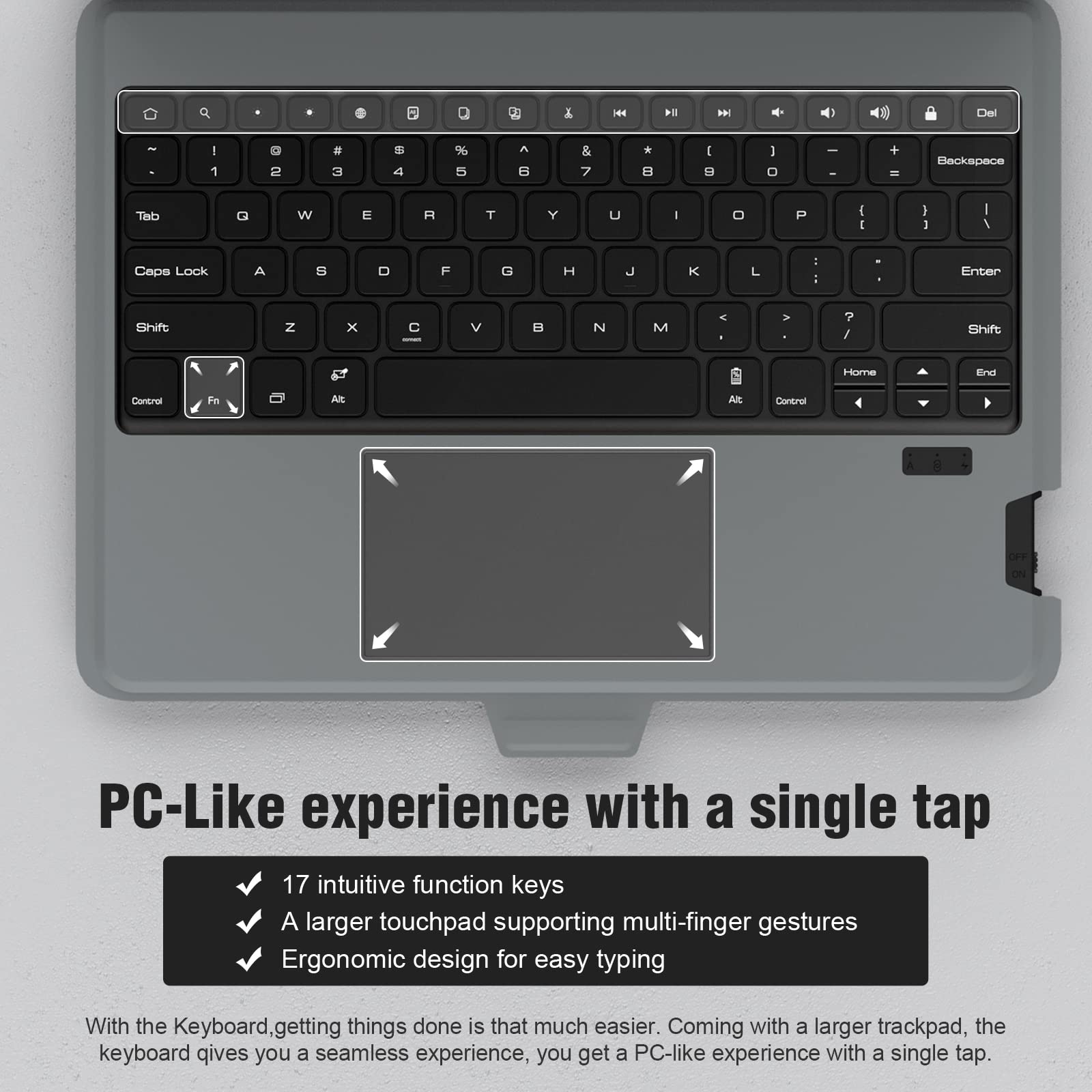 Nillkin Galaxy Tab S7 FE Keyboard Case 12.4 inch with Multi-Touch Trackpad and Camera Cover Compatible with Galaxy Tab S8 +/S7 +, Detachable Folio Keyboard Cover with S Pen Holder