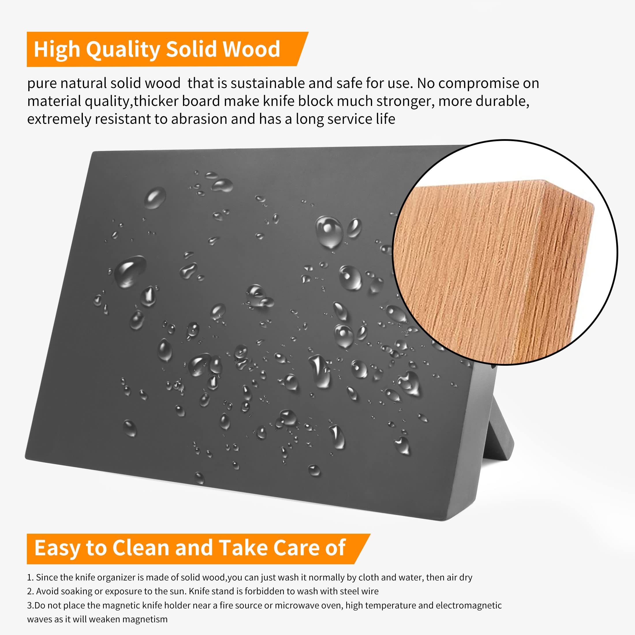 Magnetic Knife Block,Kitchen Knife Holder,Natural Solid Wood Material,Foldable Universal Knife Tool Display and Placement Stand Rack for Knife Organize and Storage,Powerful Enhanced Magnet