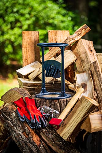 MCC Log Splitter with Hammer, Cast Iron Wood Splitter, Durable Wedge Kindling Cutter, Kindling Splitting for Firewood, Manual Log Splitter Comes with Safety Tools (Work Glasses and Gloves)