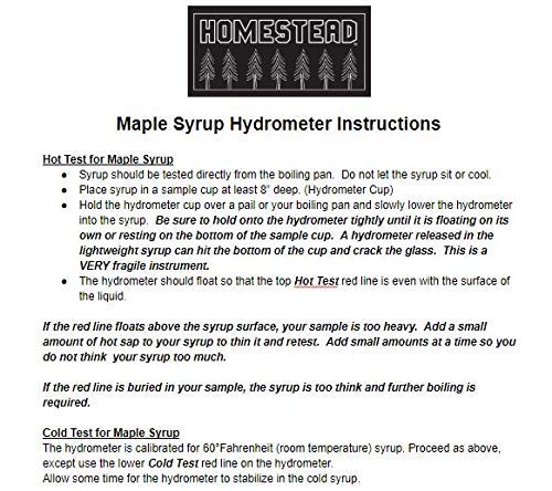 Maple Syrup Hydrometer - Measure Sugar and Moisture Content (Density) of Boiled Sap - Baume and Brix Scale - Calibrated to Create Pure Maple Syrup