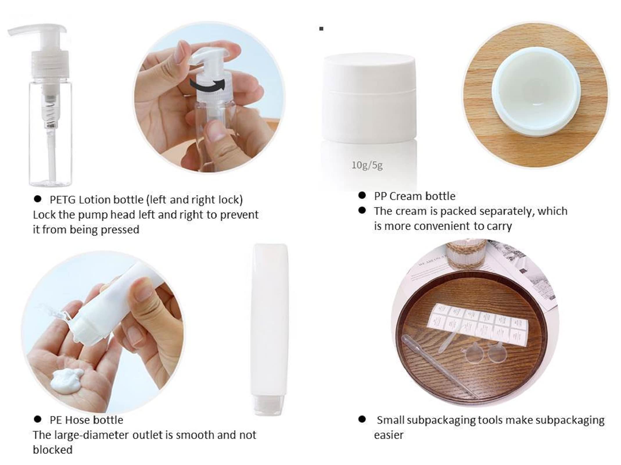LuHaKiDu TSA Approved Travel Size Bottles Kits Foam Bottle Refillable Airless Pump Bottles Can be Filled With Liquid (pack of 13)
