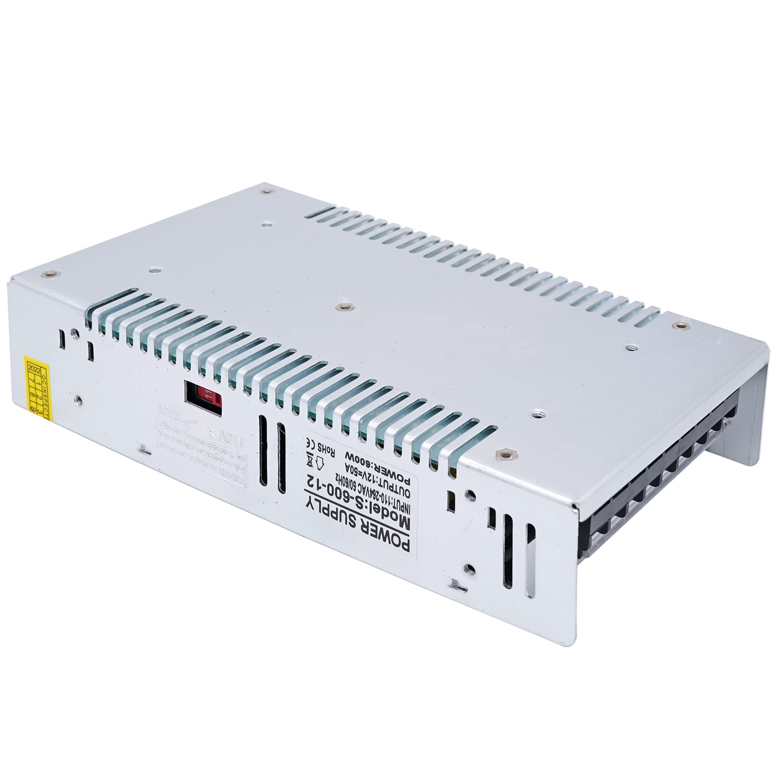 KHEARPSL Universal Regulated Switching Power Supply 110V/220V AC to DC Adapter Driver for CCTV Camera 3D Printer Computer Project (12V 50A 600W)