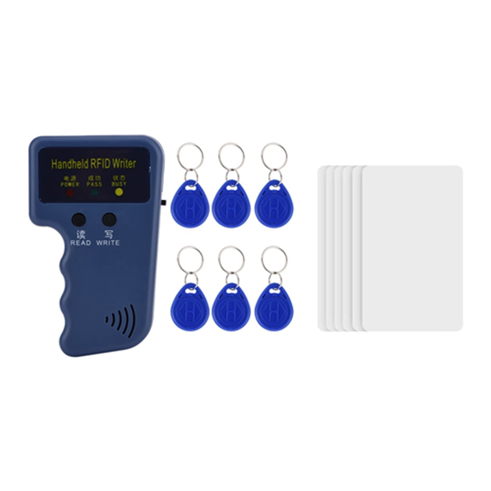 PUSOKEI Mini Handheld RFID ID Card Copier Reader Writer Duplicator with 6 Writable Tags and 6 Cards Community for School, Office and Other Needed Places for Access Control