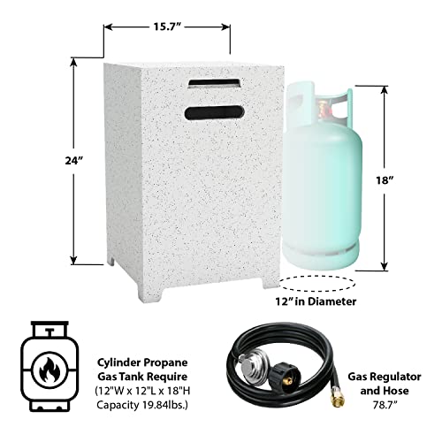Kante 23.6" H Square Light Gray Eco-Friendly Concrete/Metal Outdoor Patio Backyard UV and Weather Resistant Modern Propane Tank Cover Storage Box for Gas Fire Pit, Hideaway Side Table,RMFP-T01-81904