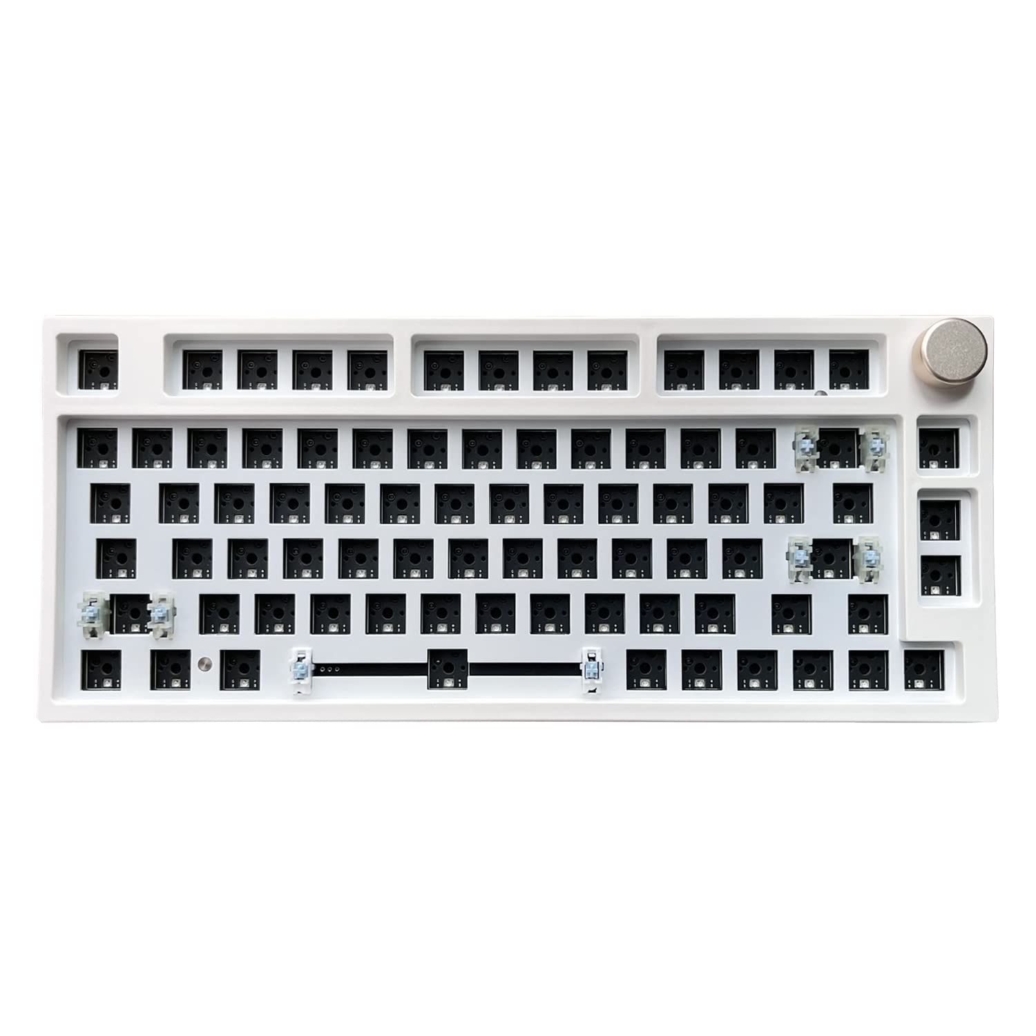 keydous NJ80-AP Wireless Mechanical Keyboard with Knob Bluetooth 5.0 | 2.4G 75% Hot Swap Custom Barebone Kit with Knob RGB Dye-sub PBT Keycab for Win Mac
