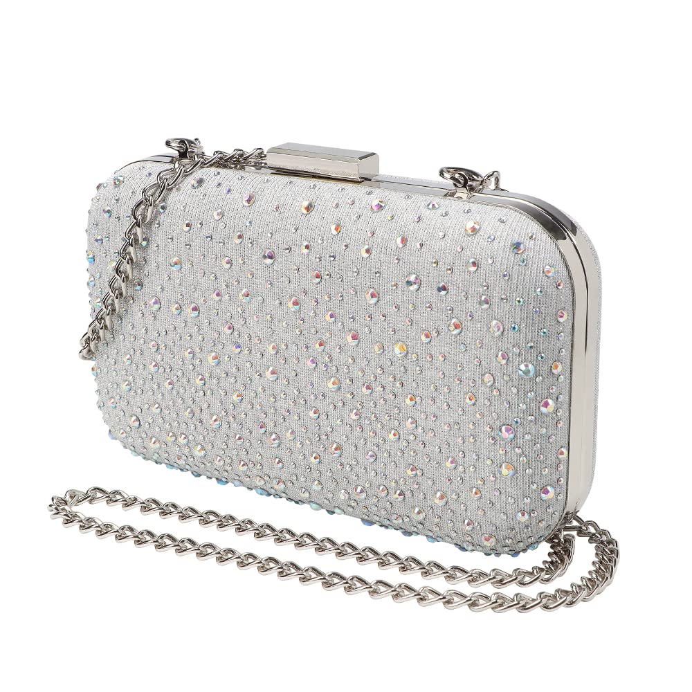 kencome Women's Clutch Handbags Crystal Bag Crossbody Bags Blingbling Sparkle Clutch (Silver)