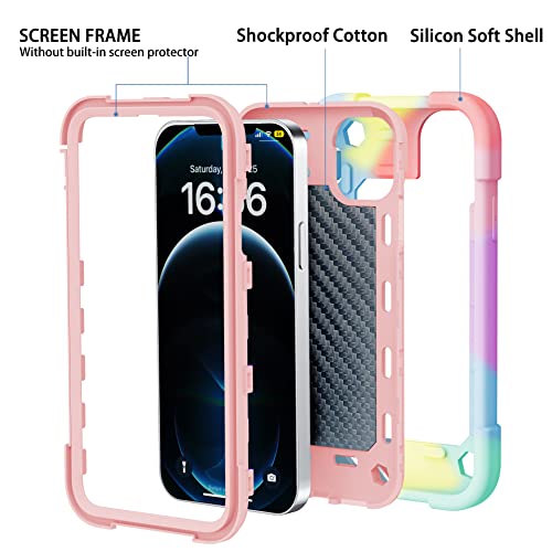 MARKILL Compatible with iPhone 12 Pro Max Case 6.7 Inch with Ring Stand, Military Grade Drop Protection Full Body Rugged Heavy Duty Cover for iPhone 12 Pro Max. (Rainbow Pink)