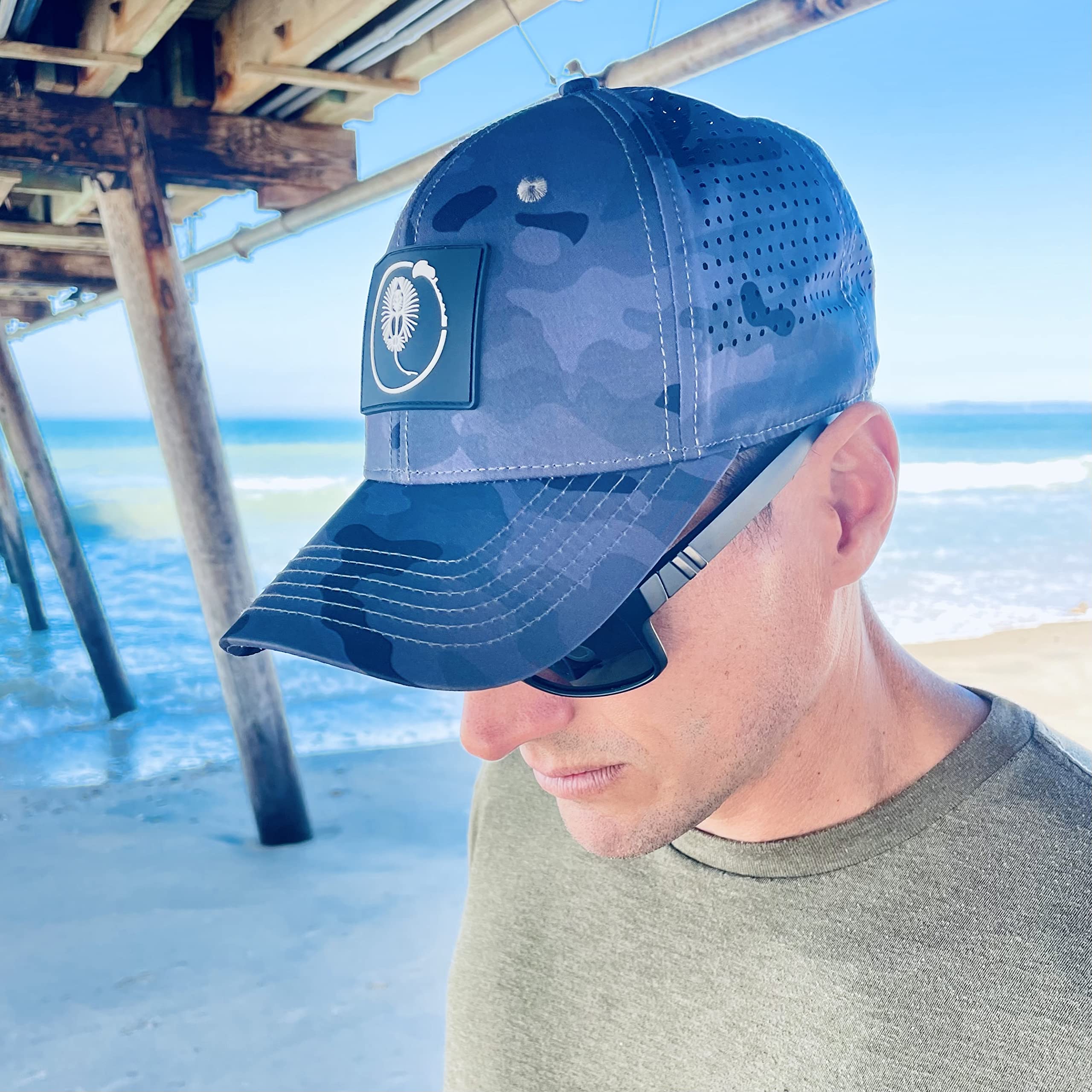 Kings of Sting - Weatherproof Premium Epic Day Surf Cap - Black Camo - Trucker Style Baseball Hat Made for The Water