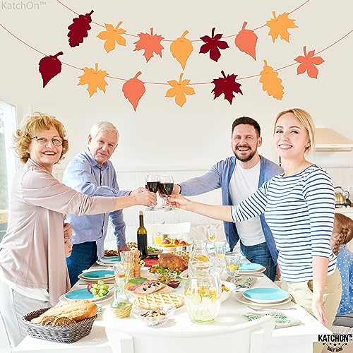 KatchOn, Felt Leaf Garland for Thanksgiving Decorations - 10 Feet, No DIY | Felt Fall Garland for Fall Decorations for Home | Fall Leaf Banner Garland, Felt Leaves Garland | Thanksgiving Banner