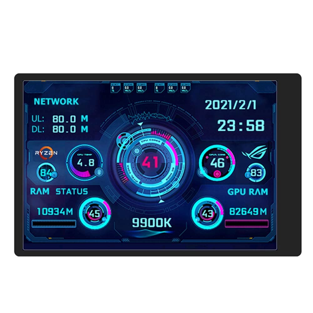 MAKIVI 3.5 Inch USB Chassis Sub-Screen Computer CPU GPU RAM HDD Monitor for Freely AIDA64 Black