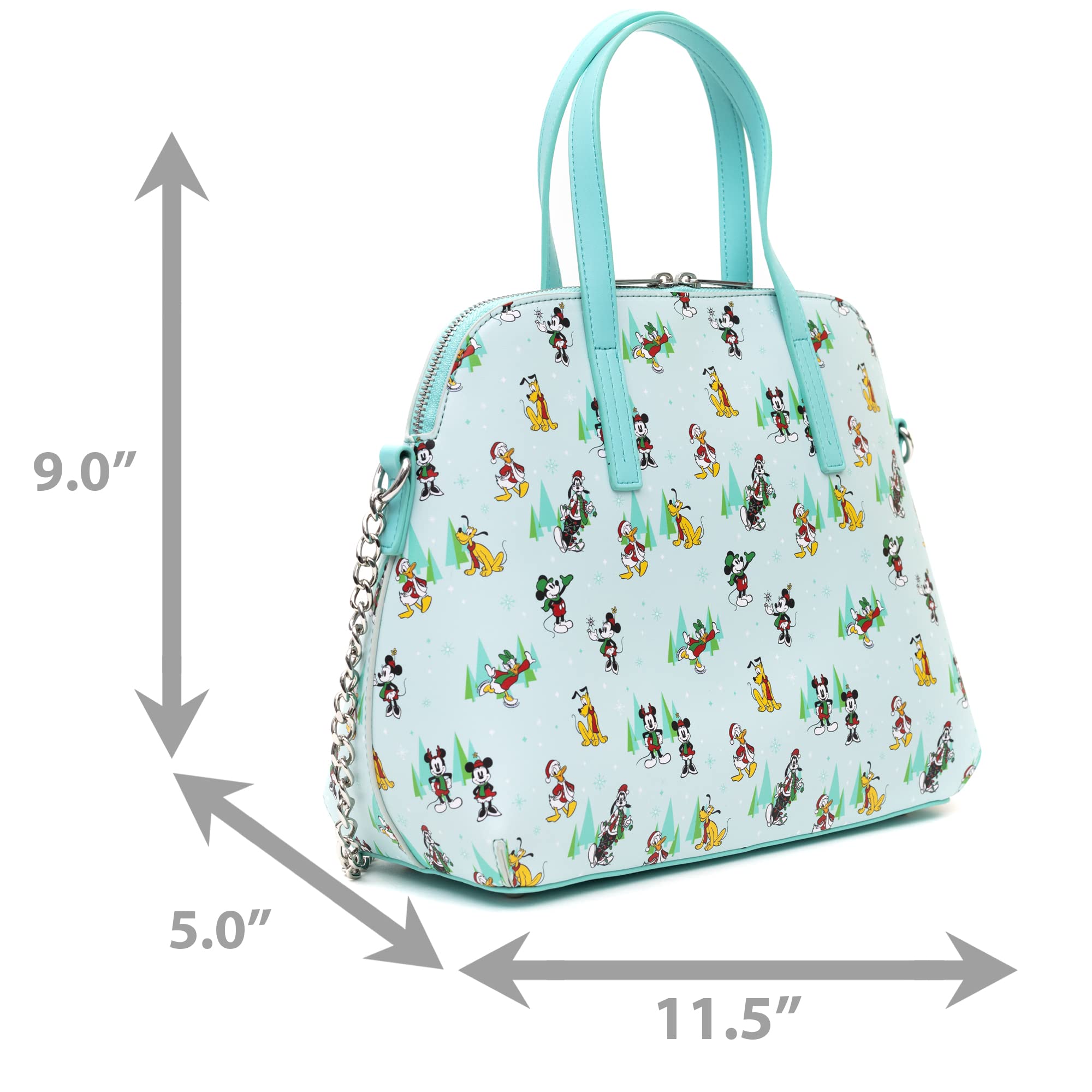 Loungefly Disney Classics, Disney Holiday Sensational Six Crossbody Bag, Mickey Mouse Minnie Donald Daisy Goofy Pluto
