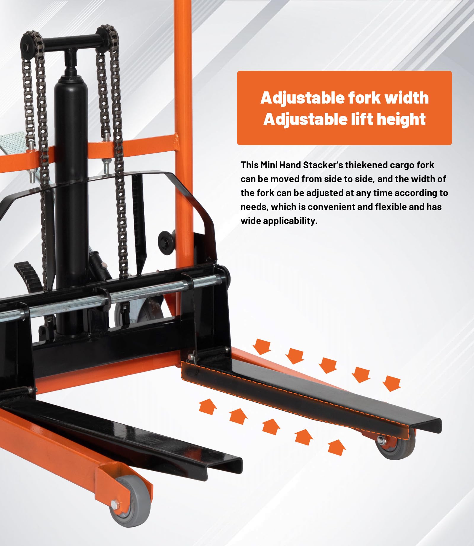 Landrol Material Lift Winch Stacker, Heavy Duty Pallet Truck Dolly, Rolling Manual Lift Table, Adjustable Fork Lift with Wheels for Factory, Warehouse, Garage