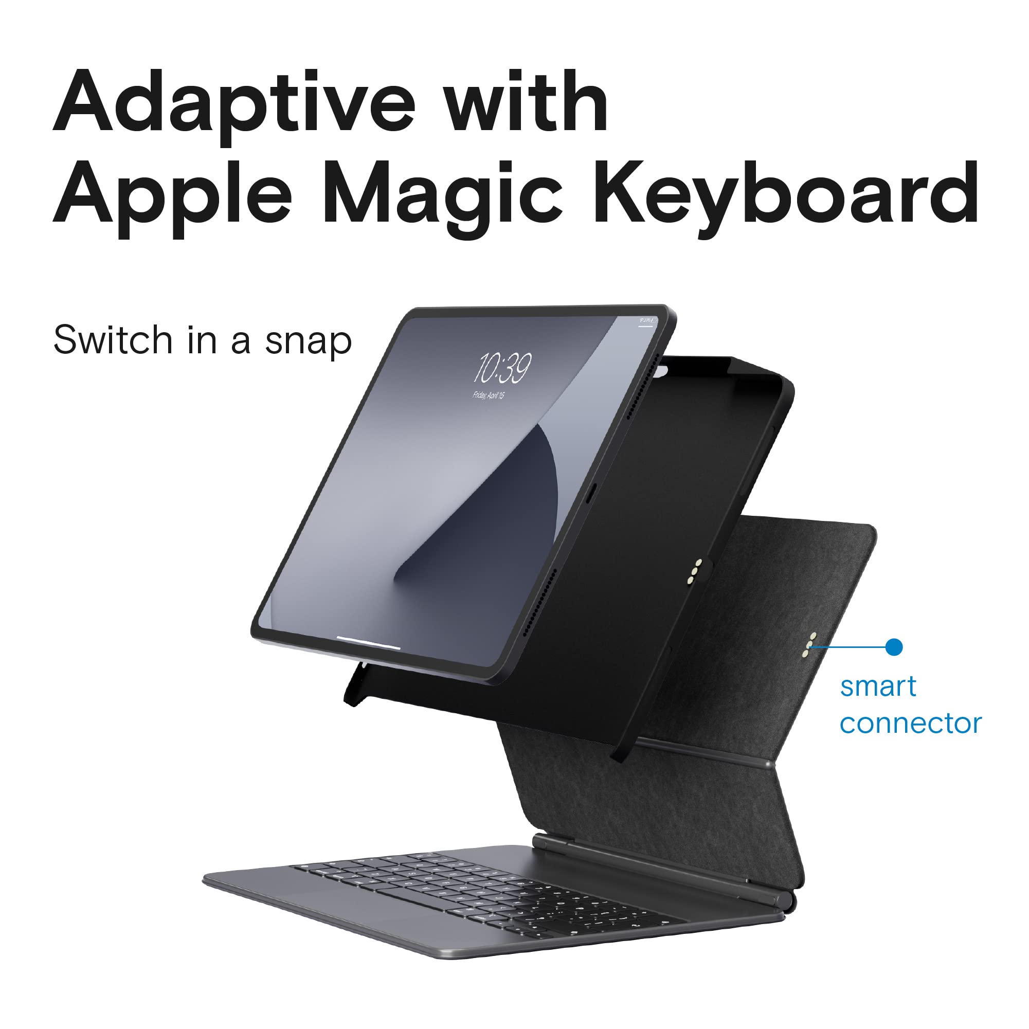 MOFT Magnetic Snap iPad Case & Stand for iPad Pro 12.9" 6 th 5th Gen, Multiple Sturdy Angles, Scratch-Resistant Vegan Leather Back