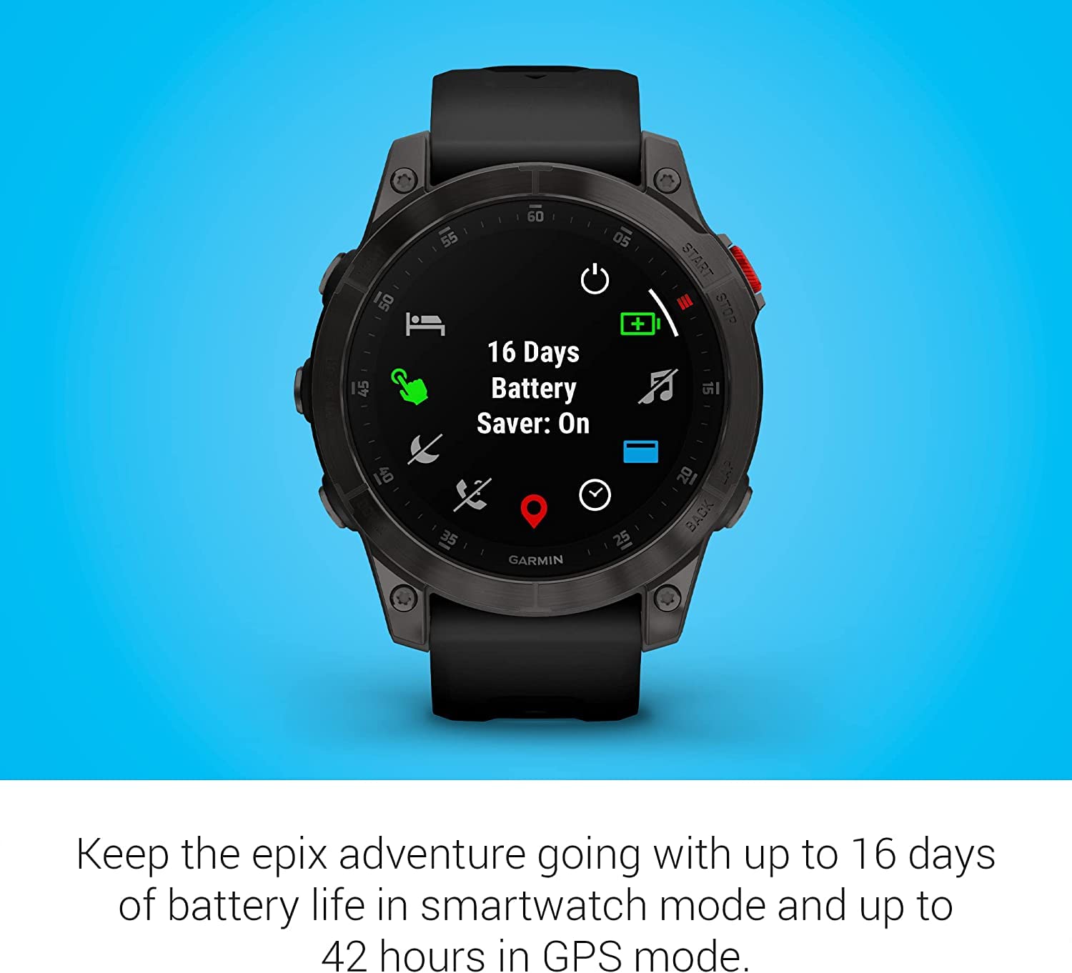 Lumintrail Garmin Epix Gen 2, Premium Active Smartwatch, Health and Wellness Features, Touchscreen AMOLED Screen, Smart Watch for Men & Women, Black Titanium, with a Wall Plug