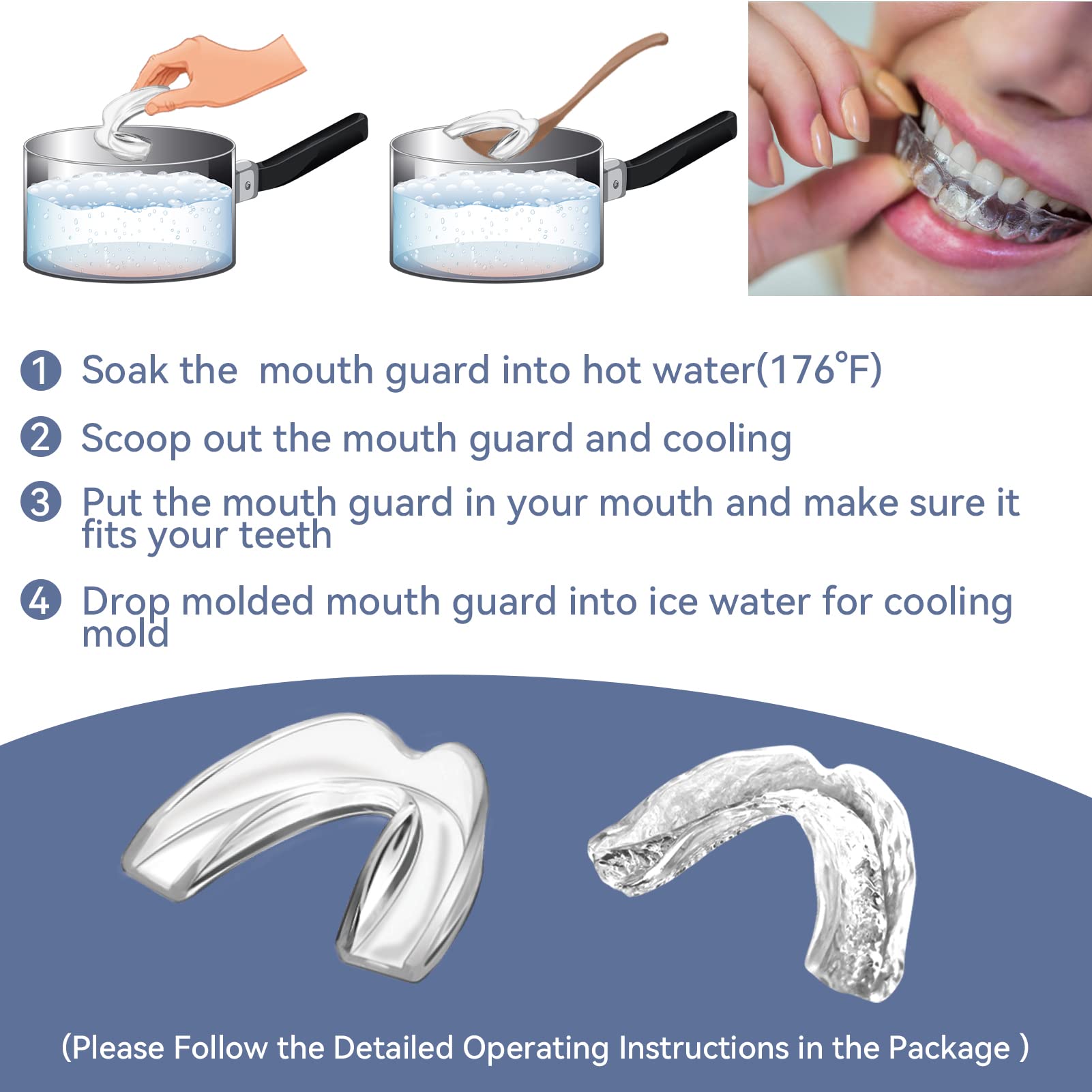 Kids Mouth Guard for Teeth Grinding at Night, Pack of 8 Moldable Night Guards for Clenching Teeth, Bruxism, Sport Athletic, Whitening Tray