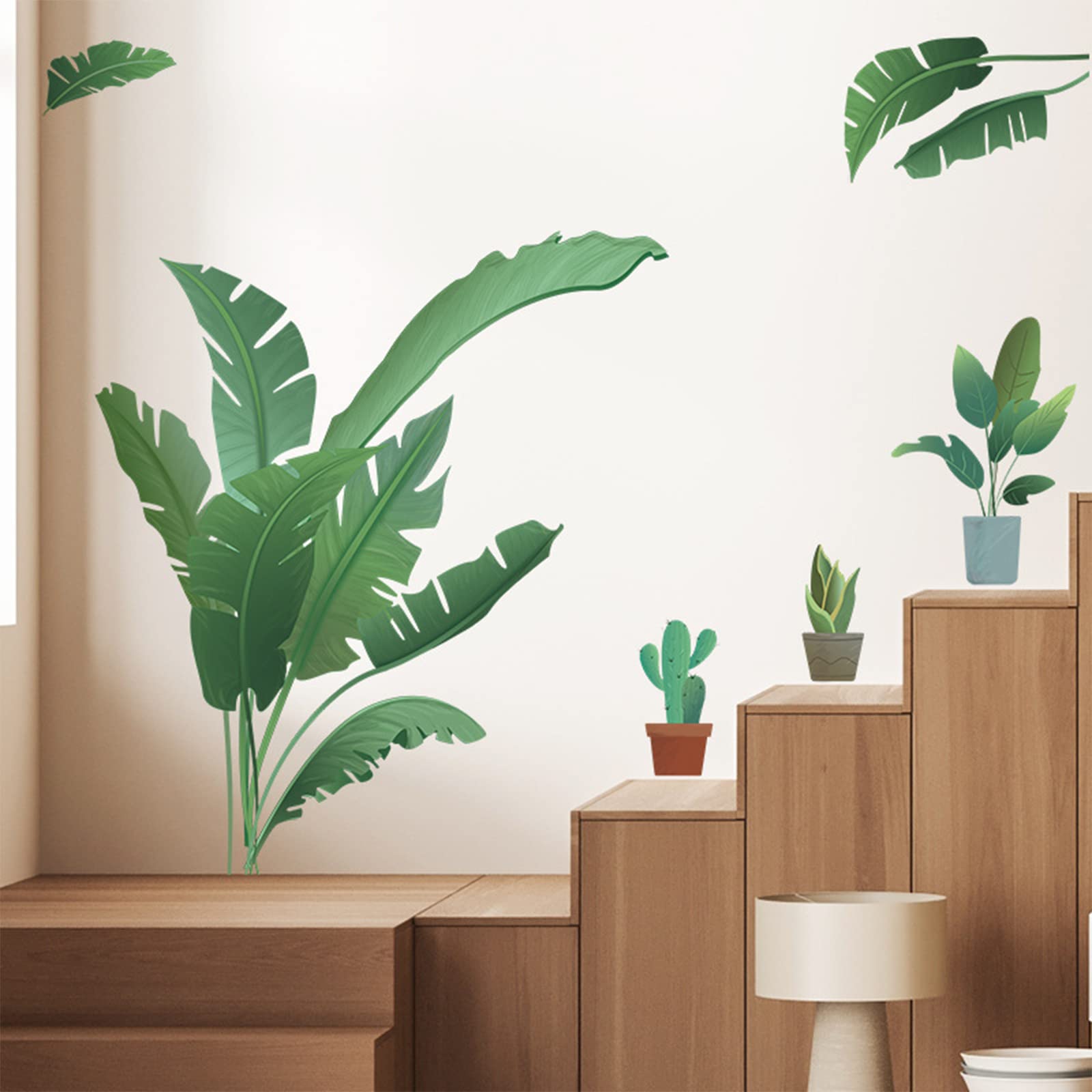 Leaf Wall Decals Leaf Tropical Plants Wall Stickers for Living Room, Palm Leaf Wall Posters for Bedroom Nursery Office (green2)